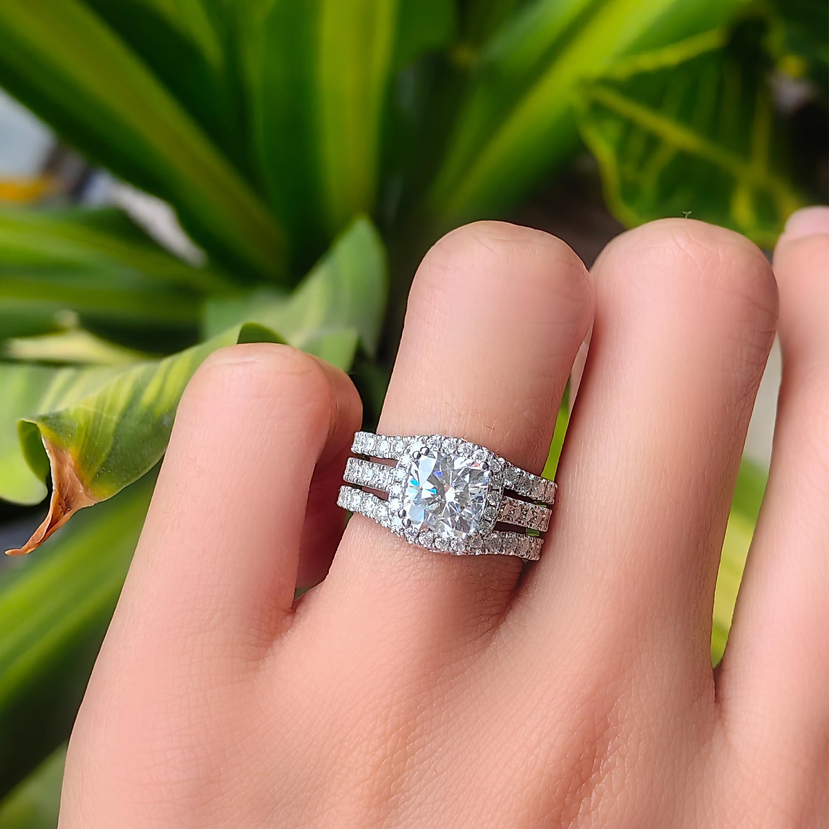 DovEggs Moissanite Enhancer Rings,Wedding Band,0.85CTW GHI Moissanite Lab Created Diamond Half Eternity Curved14K Gold QUALITY Sterling Silver Wedding Engagement Anniversary Ring for Women(8)