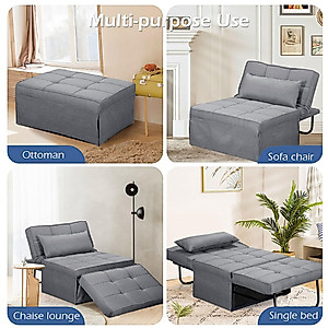 Ainfox Convertible Sofa Bed, 4 in 1 Multi-Function Folding Ottoman Bed with Adjustable Backrest, Modern Futon Couch No Assembly for Living Room Apartment Office Small Space (Light Grey)