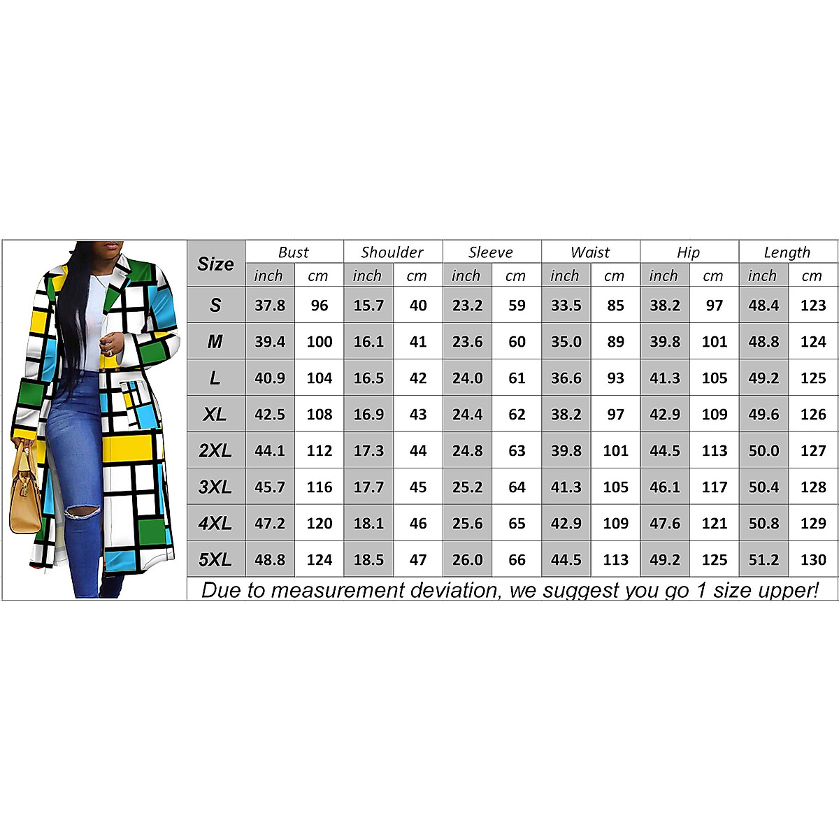 Women's Colored Geo Turn Down Collar Trench Coat Colorful Outerwear Cardigan Long Blazer Jacket(YE-5XL) Yellow