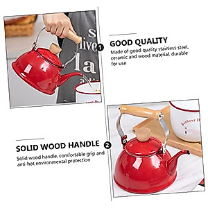 MAXBUS 1pc Kettle Red Kettle Ceramic Tea Pot Red Coffee Maker Boiling Teapot Pottery Ceramic Coffee Pot Decorative Teapot Kitchen Teapot Cold Water Teakettle Make Tea Red Stainless Steel