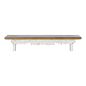 Kate and Laurel Abberly Farmhouse Wall Shelf, 28 x 5 x 6.5, Rustic Brown and White, Rustic Floating Shelf for Wall
