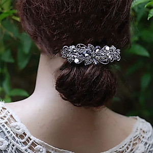 4 PCS Hair Barrettes for Women Ladies, Flower Crystal Rhinestones Barrettes Pearl Spring Hair Clip Accessories Women Fashion Ponytail Holders Barrettes for Daily Wear Mothers Day present