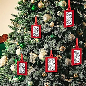 Dog Paw Print Christmas Photo Ornament Frame Red Picture Frame for Xmas Tree Hanging Decoration