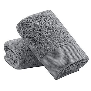 Lin Cotton Hand Towels, Soft & Highly Absorbent Hand Towel for Bathroom,Set of 2 Grey 14 x 30 Inch