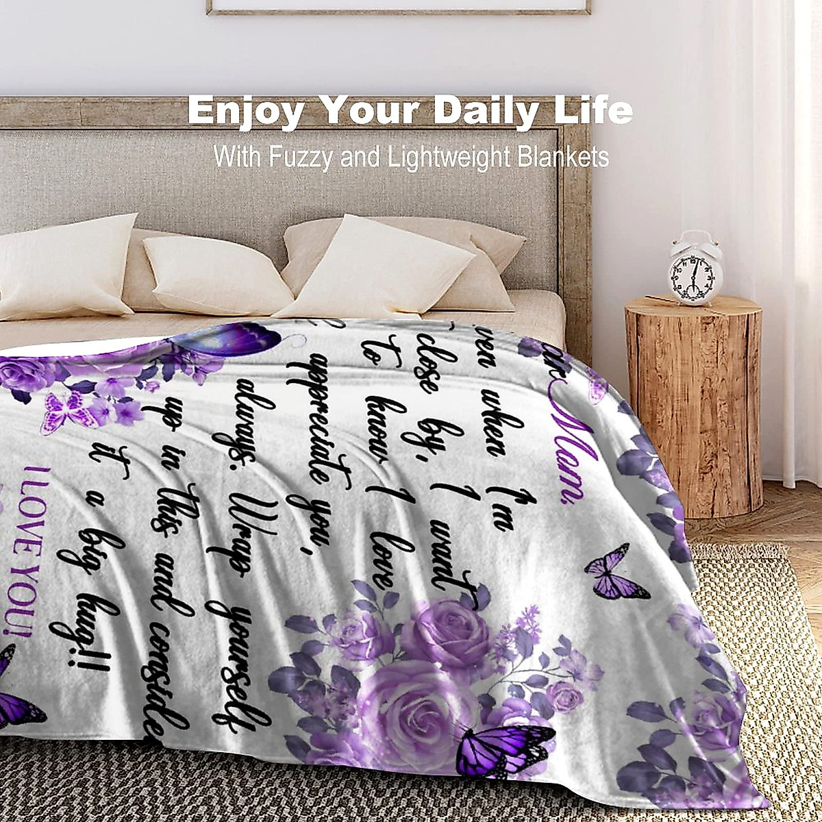 Gifts for Mom Blanket to My Mom from Daughter Son Soft Flannel Bed Throw Blankets for Birthday/Mothers Day 80"X60"