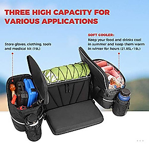 KEMIMOTO ATV Bag, 59L Large ATV Cargo Bag With Insulated Bags, Waterproof 4 Wheeler Storage Rear Rack Seat Bag Universal Compatible With Polaris Sportman Fourtrax Can Am Kawasaki Yamaha Artic Cat