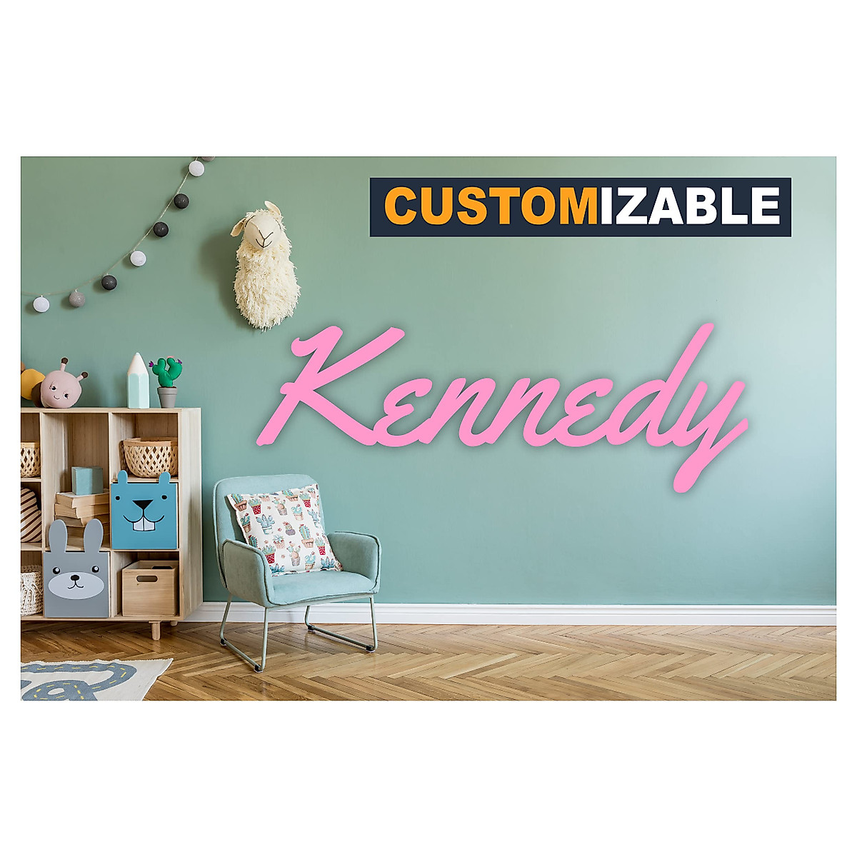 VulgrCo Custom Name Wall Decal for Kids Room, Personalized Wall Decals and Stickers for Nursery, Baby Name Wall Decor, Peel & Stick Name Decals for Walls