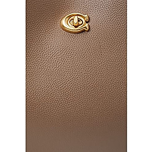 COACH Color-Block Leather with Coated Canvas Signature Interior Willow Tote Dark Stone One Size