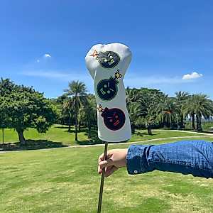 Golf Headcovers Golf Driver Head Cover Embroidery Bombs Premium Leather ((DR+FW+UT) 3pcs/Set)