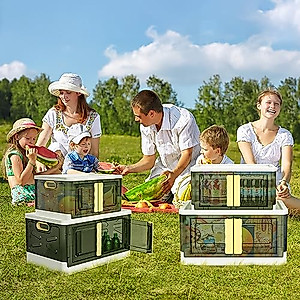 Diruion Storage Bins with Doors and Lids,11Gal (53QT) Stackable Storage Bin for Closet Organizers and Storage,Collapsible Storage Box with Wheels,Plastic Container for Clothes,Books,Toys, White