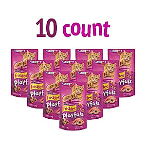 Friskies Purina Playfuls with Salmon and Shrimp Flavor Cat Treats - (10) 2.1 oz. Pouches