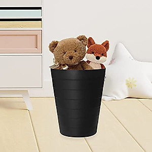 BESUMA Slim Round Plastic Small Trash Can Wastebasket, Garbage Container Bin for Bathrooms, Powder Rooms, Kitchens, Home Offices, Kids Rooms (Black, 1.5 Gallons)