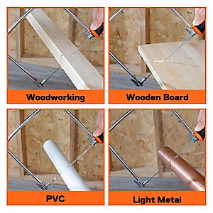 JORGENSEN Pro Coping Saw, Coping Frame and Extra 2pcs 6-1/2 Inch Replacement Blades Set for Woodworking, Plastic, Rubber, and Soft Metal Cutting