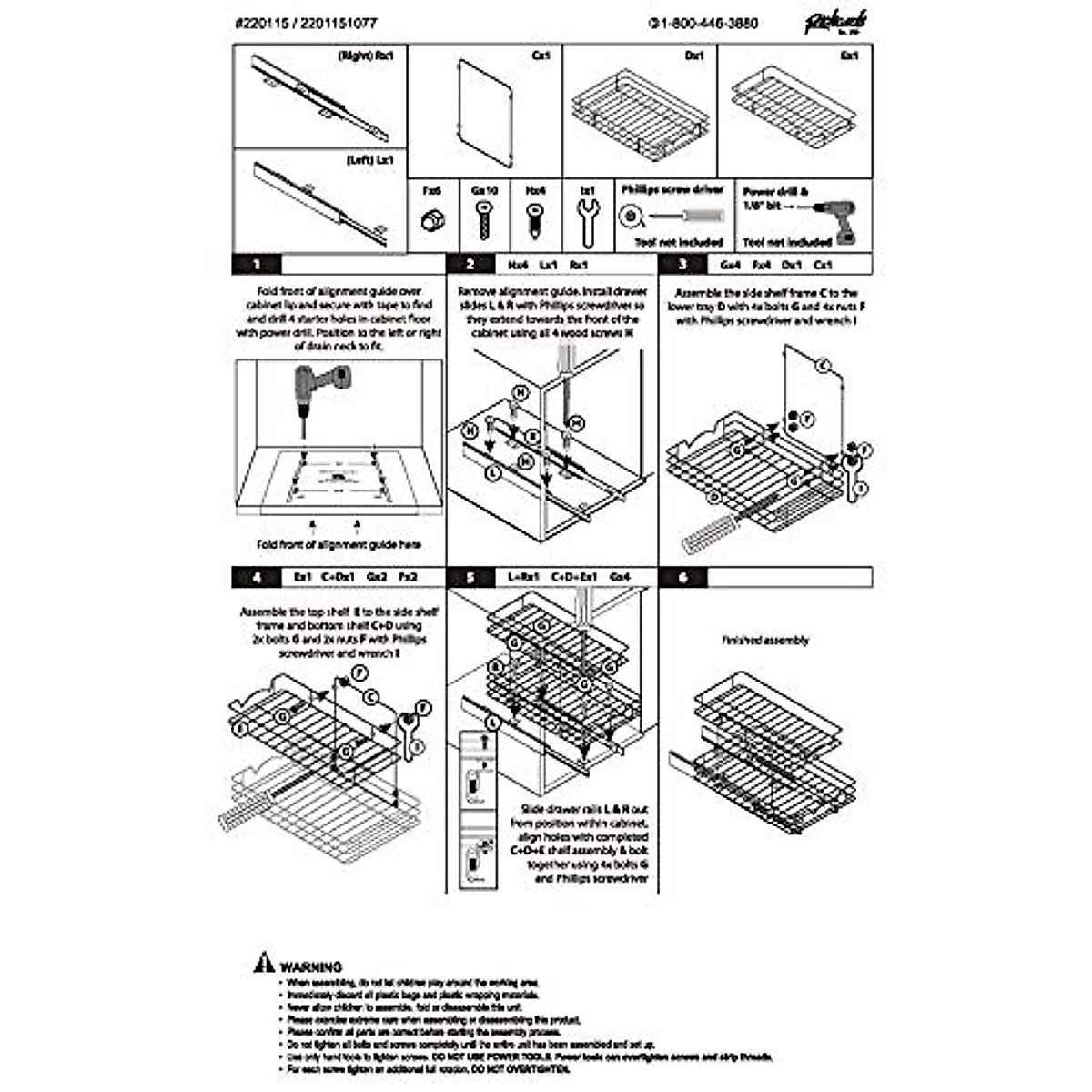 Richards Homewares Under Sink Pull-Out Sliding Shelf Organizer for Kitchen, Heavy Duty with 5 Year Limited Warranty -11.5”W x 18”D x 14.5”H, Requires at Least 12.5” W Cabinet Opening-Chrome