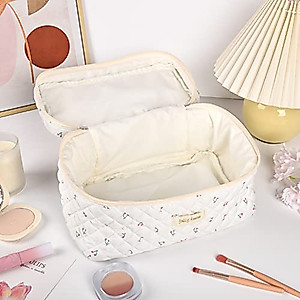 SOIDRAM Coquette Makeup Bag Coquette Aesthetic Cosmetic Bag Large Travel Makeup Organizer Cute Pouch Cotto Kawaii Toiletry Bag