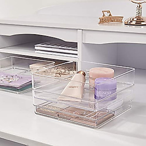 STORi SimpleSort 6-Piece Stackable Clear Drawer Organizer Set | 6" x 6" x 2" Square Trays | Small Makeup Vanity Storage Bins and Office Desk Drawer Dividers | Made in USA