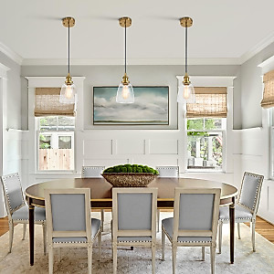 IMPIOIO Gold Pendant Light Seeded Art Glass Shade Mini Modern Hanging Light Fixture for Dining Roon, Over Sink, Hallway, Foyer