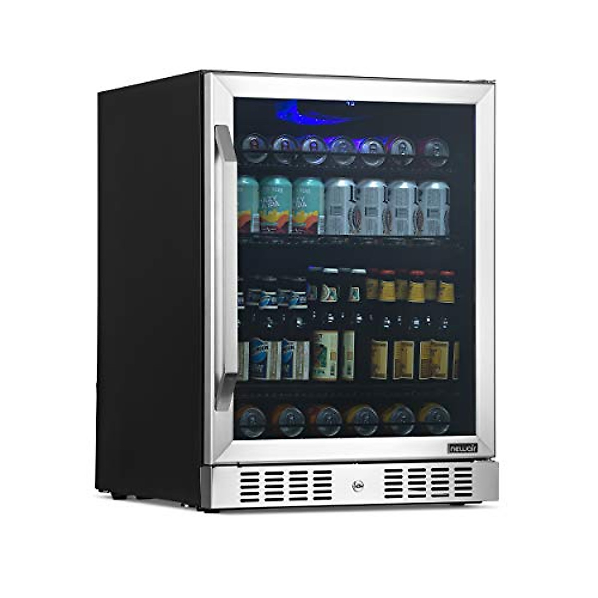 NewAir 24" Beverage Refrigerator Cooler - 177 Can Capacity - Stainless Steal With Built In Mini Fridge and Glass Door | Cool your Soda, Beer, and Beverages to 37F NBC177SS00