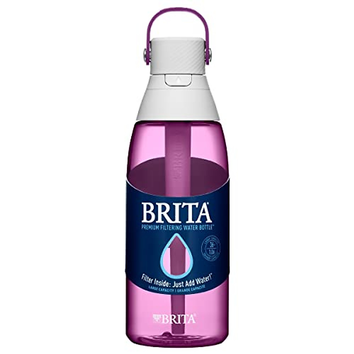 Brita Insulated Filtered Water Bottle with Straw, Reusable, BPA Free Plastic, Orchid, 36 Ounce