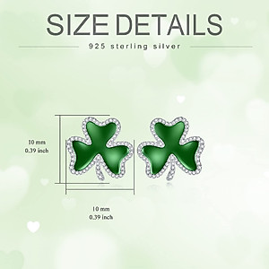 Pytali Sterling Silver Green Shamrock Earrings for Women Clover Earrings St.Patrick's Day Gift for Girlfriend Wife Good Luck Earrings Irish Earrings