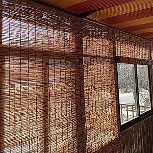 Outdoor Bamboo Blinds, Roller Patio Blinds Patio Shades Roll Up Outdoor Light Filtering Privacy Protection, Easy Installation Outdoor Blinds VXHCS (Color : Brown, Size : 86x102cm)