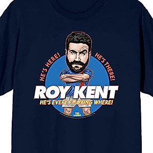 Ted Lasso Roy Kent He's Here! He's There! He's Every F*#King Where! Men's Navy Blue Short Sleeve Crew Neck Tee-Large