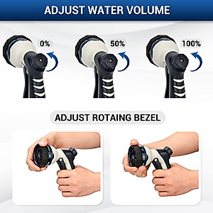 NGreen Garden Hose Sprayer Nozzle - Water Spray with 8 Adjustable Patterns, Impact Resistant and Non-Slip for Watering Plants, Pets Bathing and Cleaning,Car Washing (Grey)