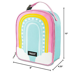 PackIt® Freezable Playtime Lunch Box, Rainbow, Built with EcoFreeze® Technology, Collapsible, Reusable, Zip Closure With Buckle Handle, Perfect for Keeping Lunches Fresh Large