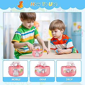 4 Sets Mini Dinosaur Claw Machine Toy Fish Catcher Stuff Toy Kid Prize Favor Handheld Tiny Toy with Figures Sea Creature Miniature Novelty Catcher Storage Box Birthday Carnival Party Game Gift