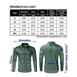EliteSpirit Mens Rose Printed Dress Shirts Floral Button Down Shirt Long Sleeve Shirts for Party Prom Green S