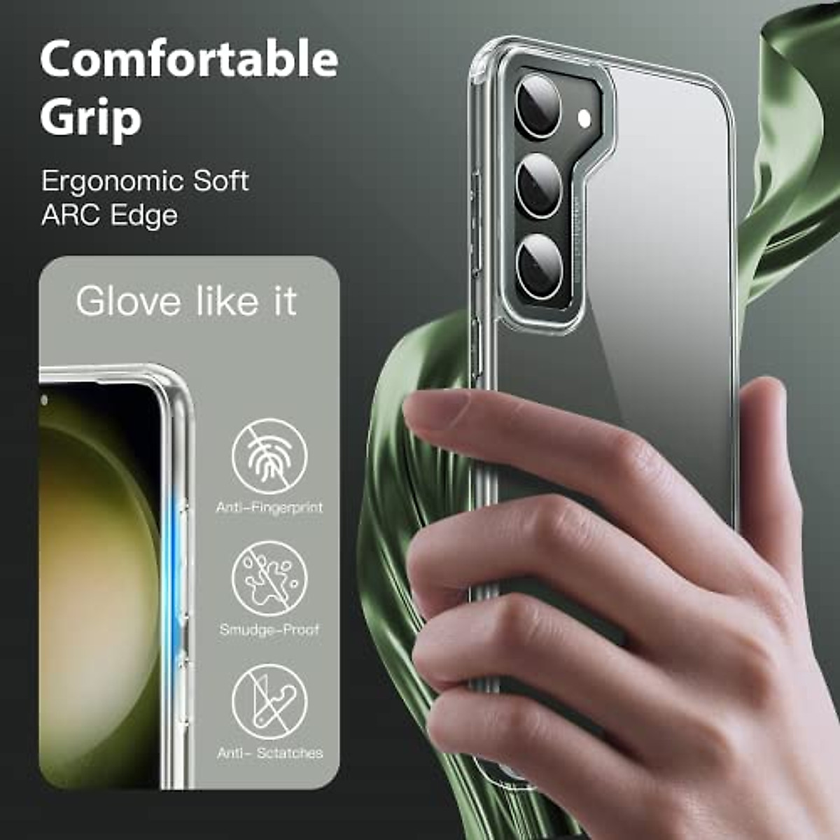 DOSNTO Armor Clear for Samsung Galaxy S23 Case with Raised Alloy for Camera Protection, Military Grade Shockproof Transparent Cover, HD Diamond Back Soft, Slim Phonecase Anti-Fingerprint Scratch