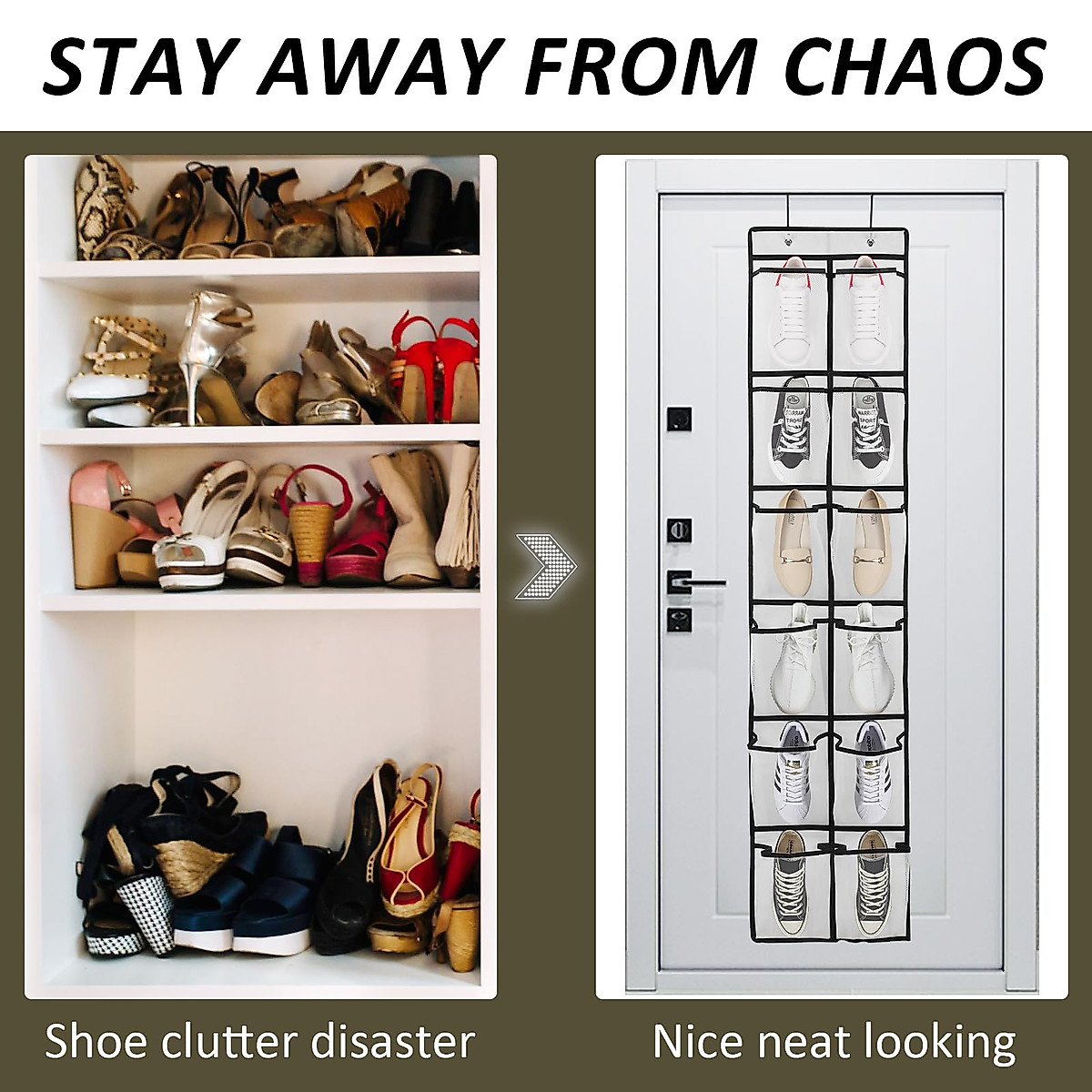 GOMAJI 2PK 12 Large Pockets Over Door Hanging Shoe Organizer