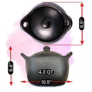 Ancient Cookware, Tall Chamba Clay Stew Pot, 4 Quarts