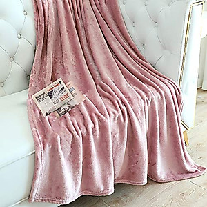 TASTHROW Large Flannel Fleece Throw Blanket, 50×70 Inch - Cozy Lightweight Thick Blanket - All Seasons Suitable for Women, Men and Kids (Pink)