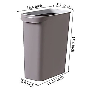YINGying 2022Plastic Garbage Can with Handle Small Wastebasket Slim Garbage Can 5 Gallon Rectangular Trash Can for Kitchen, Bathroom, Bedroom, Home Office,Gray