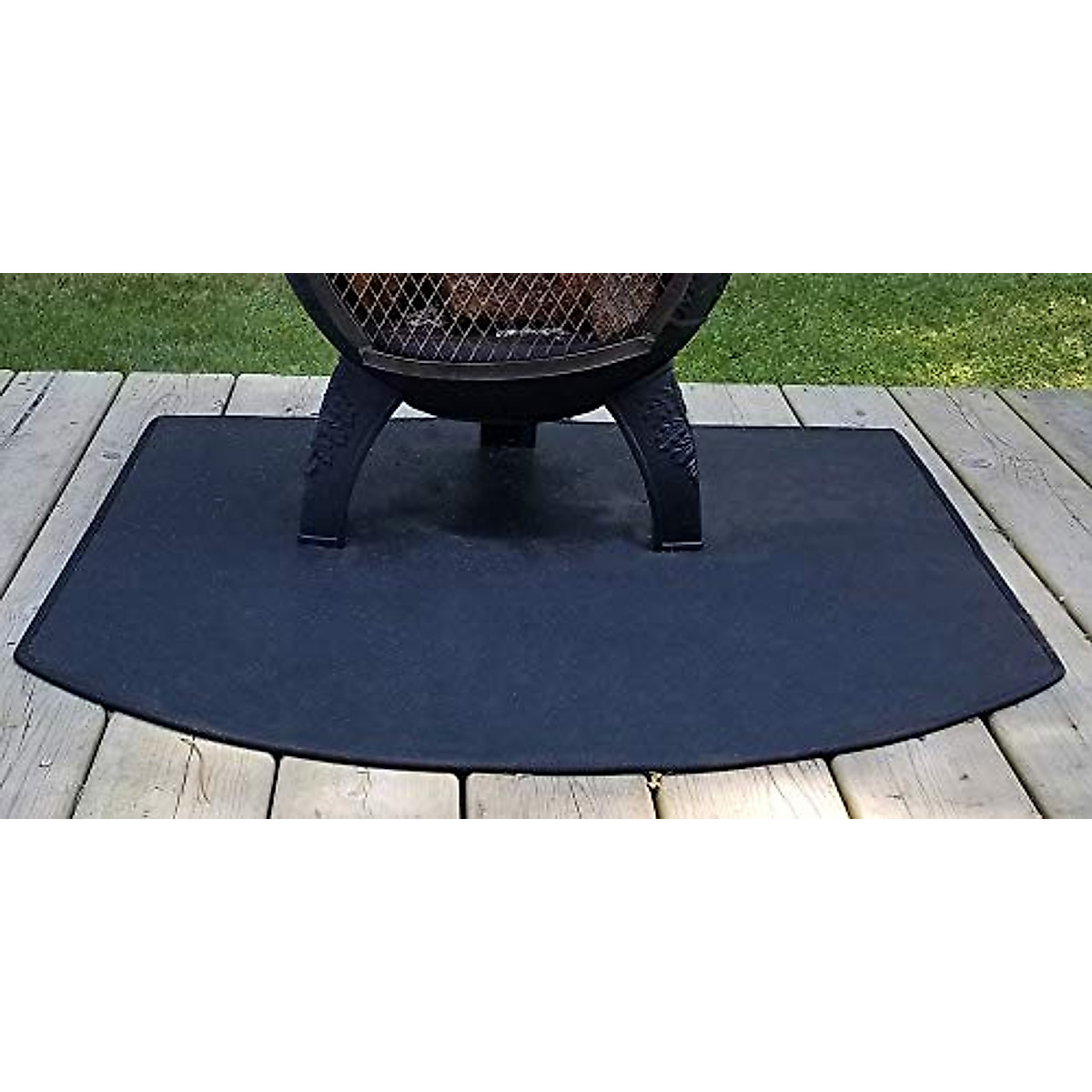 The Blue Rooster Flexible Fire Resistant Chiminea Pad 36" - Half Round CPSC Certified Firepit mat, Thick 6mm Pad Protects Deck, Patio, and Cushions Knees When Adding Wood to The Fire.