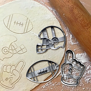 Moose Goods Football Cookie Cutter Set of 4 - Sports Cookie Cutters Shapes, Food Safe Plastic - Themed Football Cookie Cutters for Birthday Football Cookies - Football, Helmet, Jersey & Foam Finger