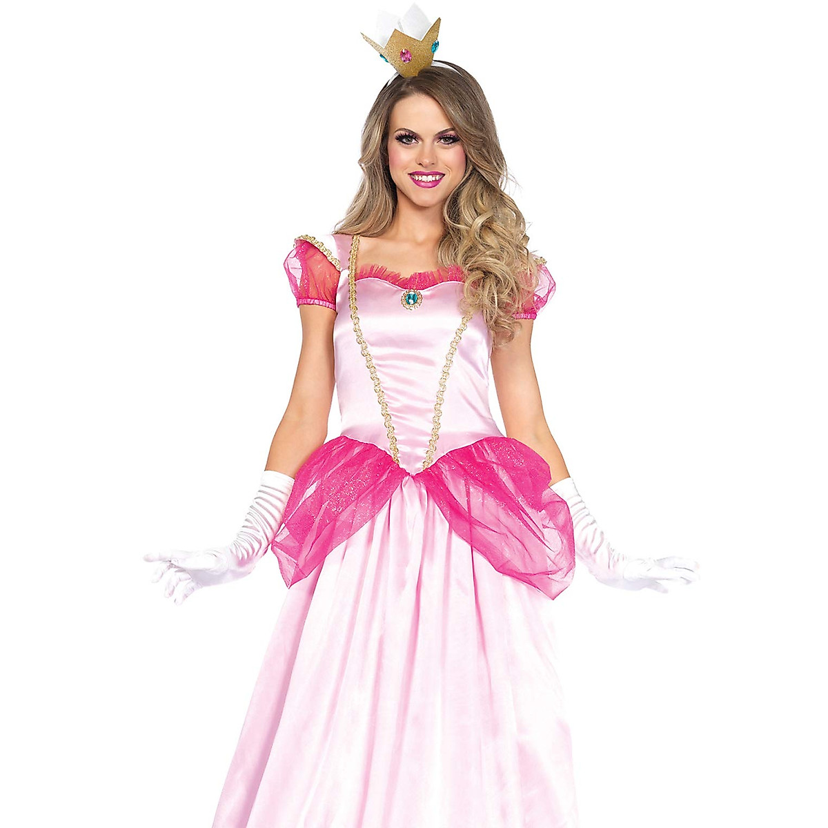 Leg Avenue 2 Piece Classic Pink Princess Full Length Ball Gown Costume Set with Gloves for Women, X-Large