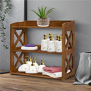 YCICI Bookcase by Natural Wood, 3 Tier Bookshelf, Small Book Shelves Freestanding Display Storage Shelves. Open Bookshelf for Bedroom, Living Room and Office (Brown, 3 Tier)