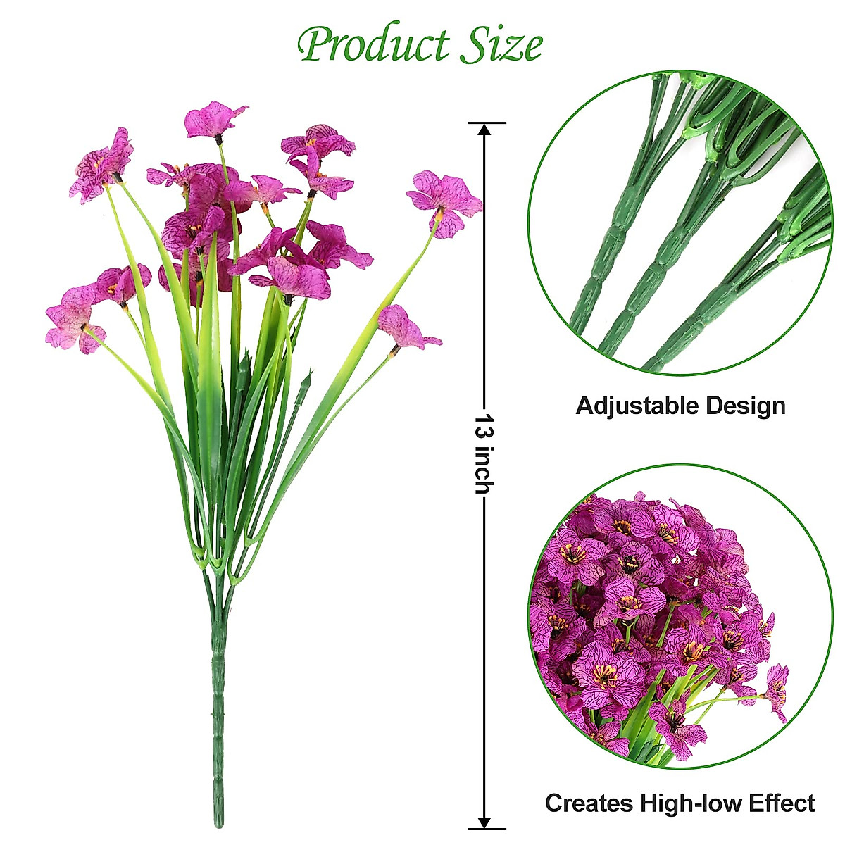 Avicill Artificial Flowers Outdoor 12 Bundles UV Resistant Fake Flowers for Outside No Fade Faux Plastic Greenery Shrubs Garden Porch Window Box Decorating, Purple