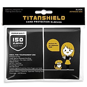 TitanShield (150 Sleeve/Black) Small Japanese Sized Trading Card Sleeves Deck Protector Compatible with Yu-Gi-Oh, Cardfight!! Vanguard & Photocards