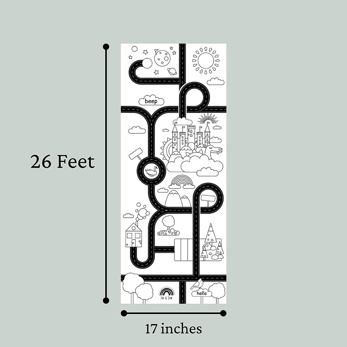 Zoe & Jim Giant Coloring Paper roll for Kids. Large Coloring Roll. 26 feet x 17 inches of Preschool Play Fun. Craft kit roll. Coloring Activity Banner. Toddler Art and Creativity Toys., White