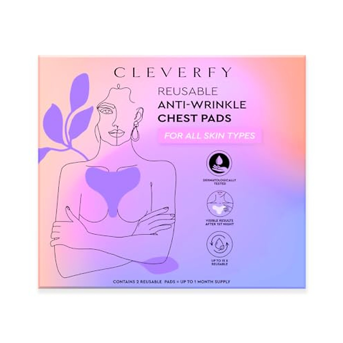 CLEVERFY Silicone Chest Wrinkle Pads (2 Pack T-shape) - Decollete Anti Wrinkle Chest Pads - Silicone Patches for Wrinkles - Anti Wrinkle Patches - Reusable Silicone Pads for Chest Wrinkle Prevention
