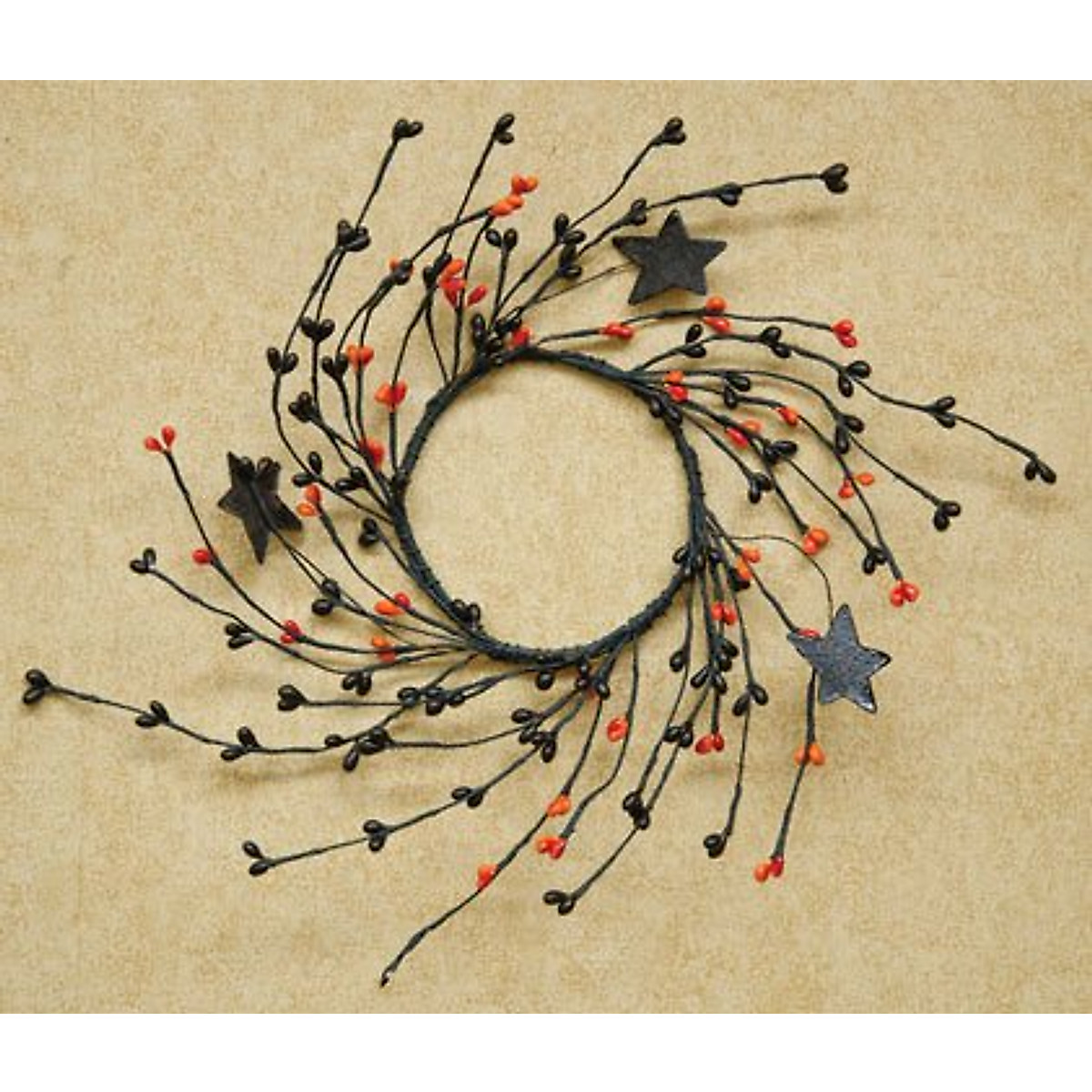 Halloween Mix Candle Ring Orange Black with Stars | 2 Pc | 4 inch Pip Berry