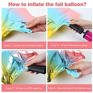 Happy Birthday Balloons Banner, Rainbow Happy Birthday Foil Balloons 16 Inch Mylar Foil Letter Balloons with 8 Pcs Gradient Blue Pink Star Balloons for Women Men Boys Girls Birthday Party Decorations