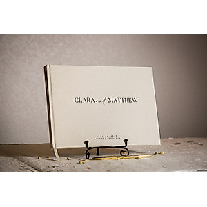 Personalized Guest Book - 11.5" x 8.5" Premium Custom Guest Signing Book with Bookmark and Blank Pages for Wedding Reception Table Decoration Engagement Birthday Party Event, Cream