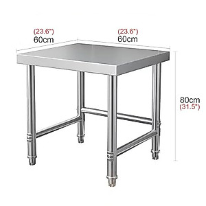 Kitchen Workbench Open Shelves Commercial Multifunctional Single Tier Prep Table Chopping Table Casework Metal Table Stainless Steel Cooktop Shelves(60x60x80cm)