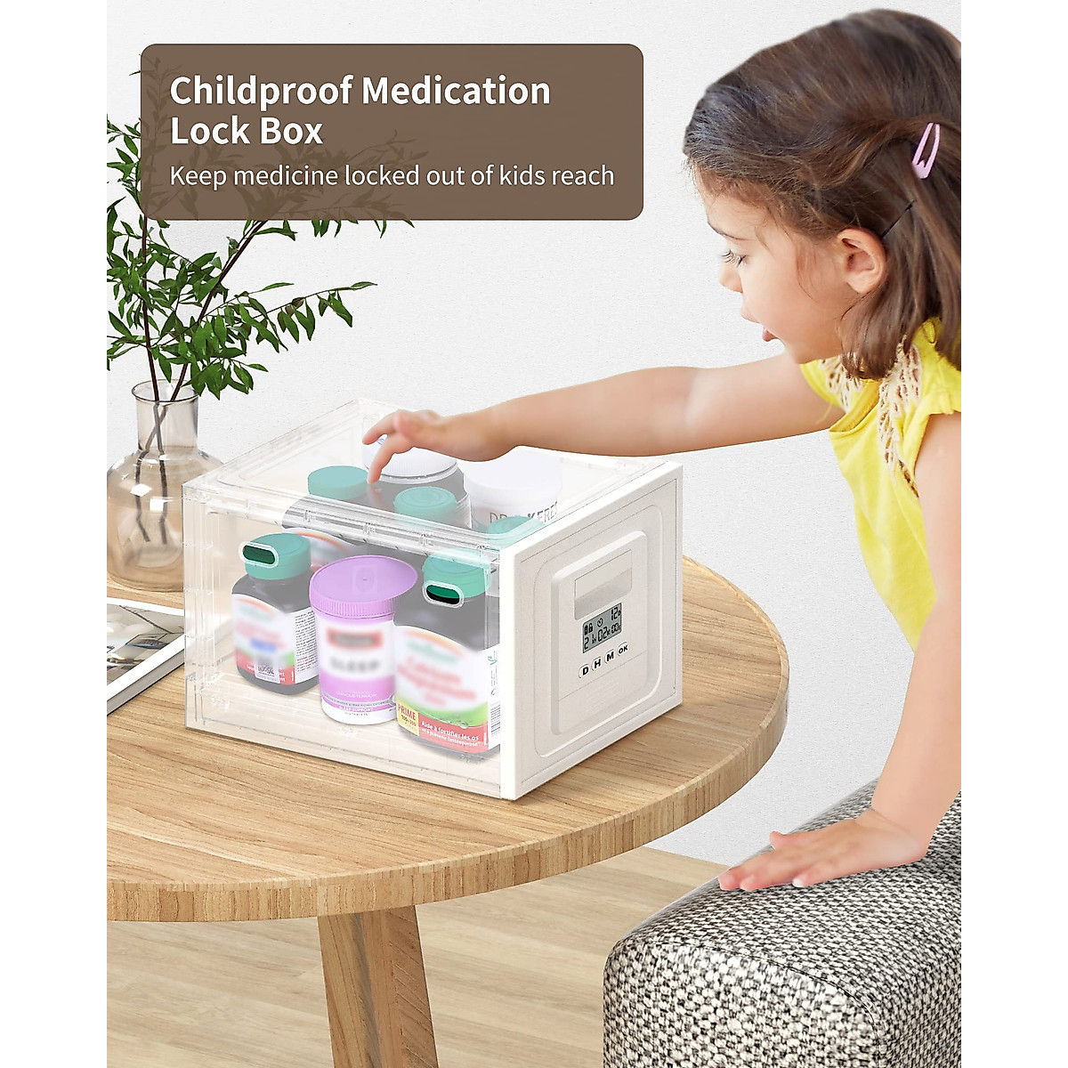 Time Lock Box for Medication, Phone Jail Lock Box with Timer, Timed Locking Container for Snacks Kitchen Food Safe