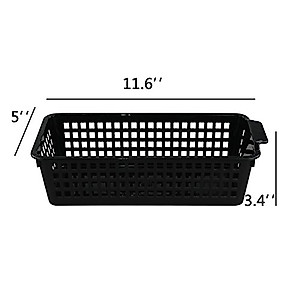 Begale Small Plastic Storage Baskets, Black, 11.6"L x 5"W x 3.4"H, Set of 6