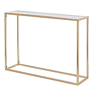Wimarsbon Gold Console Table, Glass Sofa Tables, Modern Open Hallway Table, Narrow Entryway Table, Slim Accent Porch Table, Couch Side Table with Golden Metal Frame, Easy Assembly